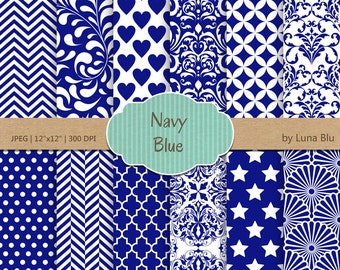Navy Digital Paper Blue Digital Paper Navy Digital Pattern - Etsy