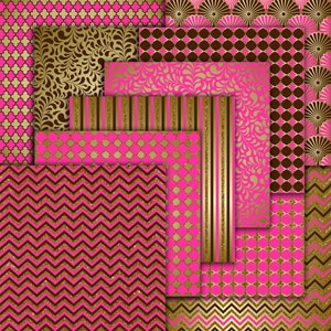 Pink Brown Gold Digital Paper: Scrapbook Patterns (digital Download) - Etsy