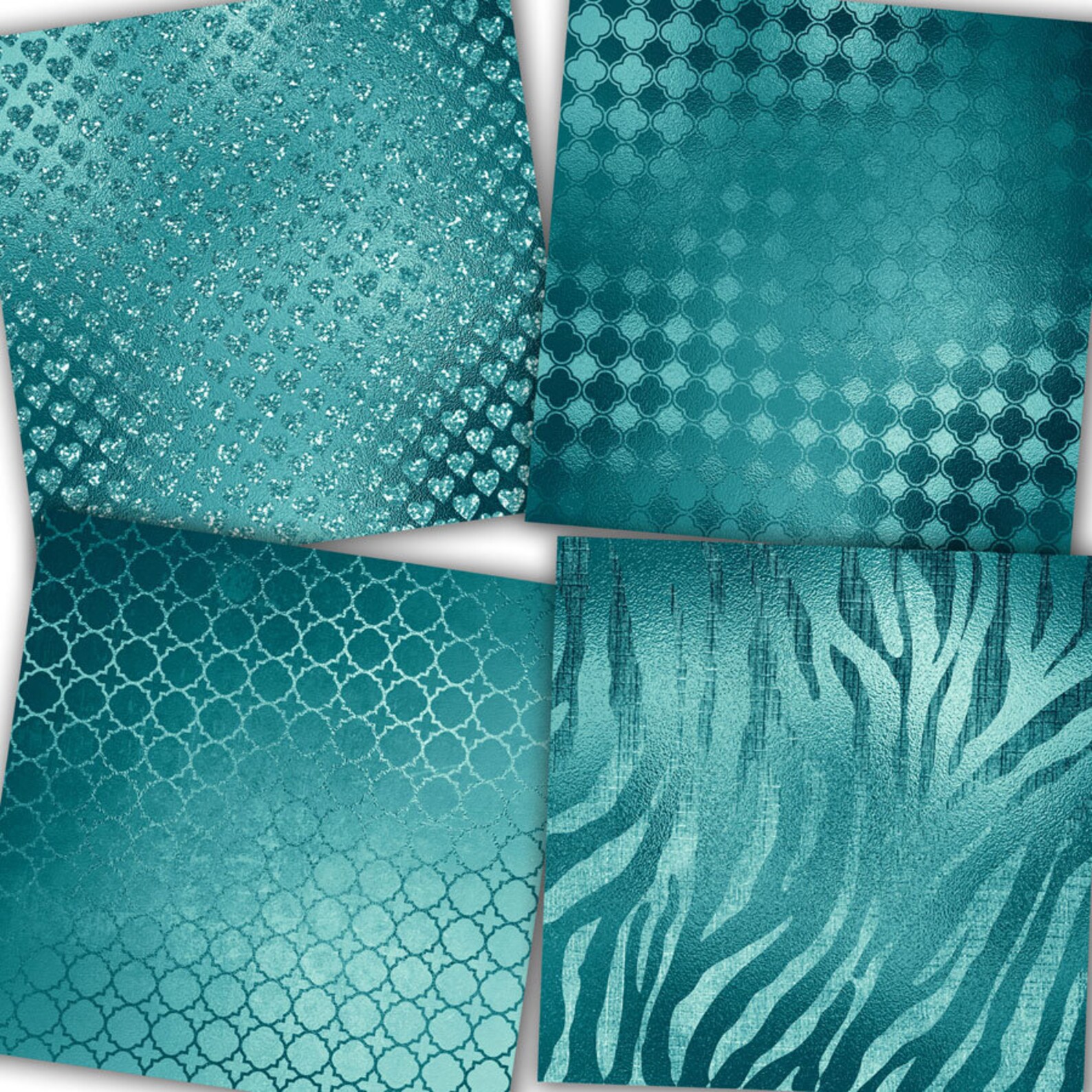 Teal Digital Paper: teal Foil Patterns Turquoise - Etsy