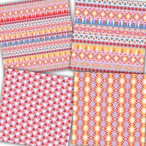 Tribal Digital Paper: " Tribal Patterns" Include Triangles, Chevron ...