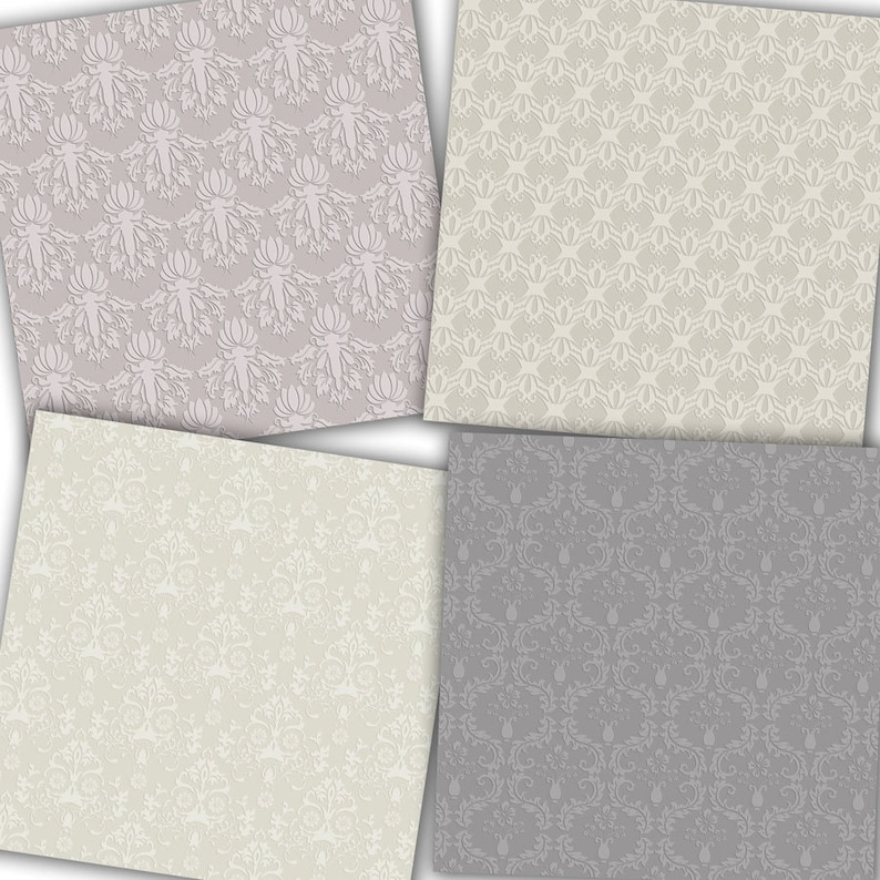 Neutral Digital Paper: embossed Damasks Scrapbook - Etsy