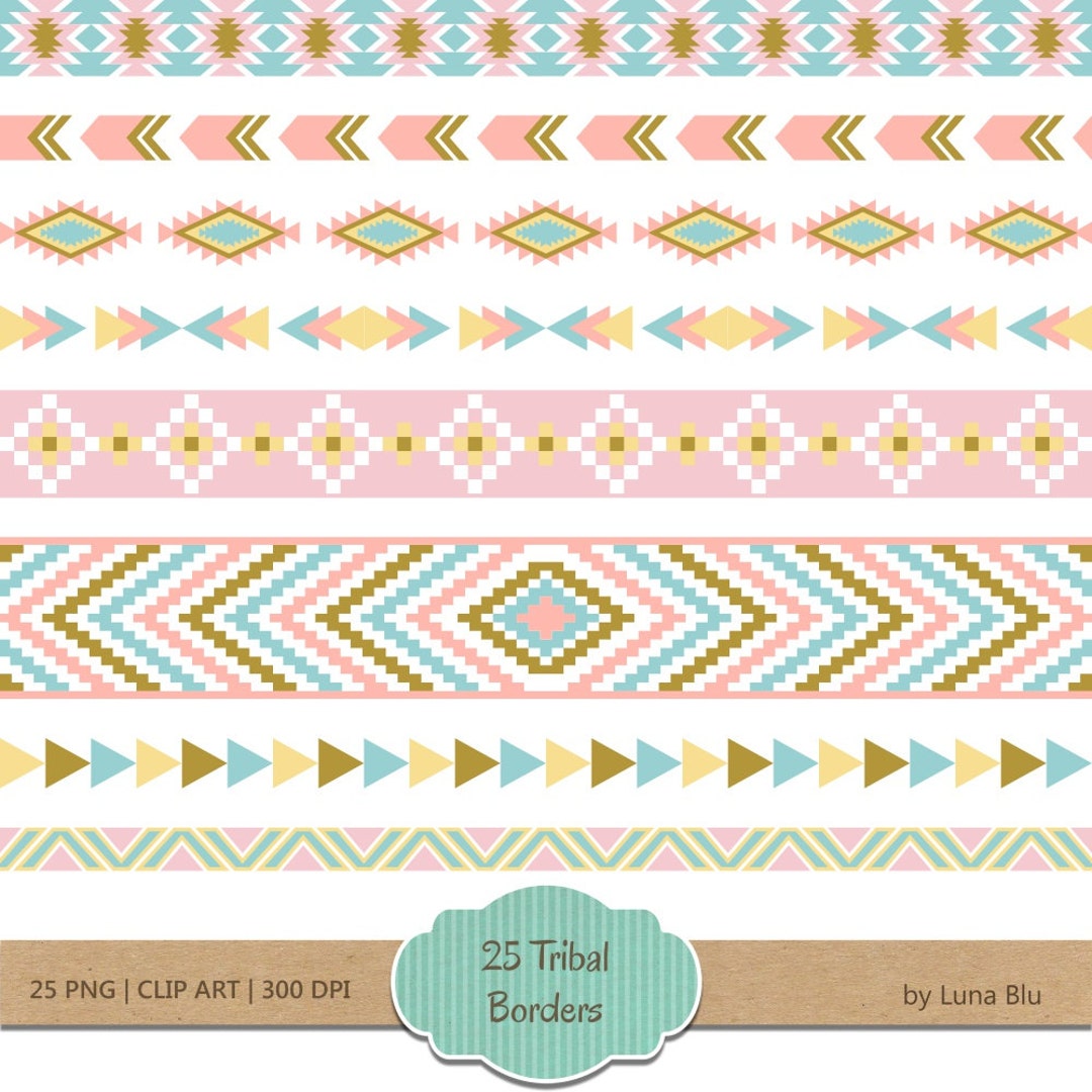 Aztec Tribal Borders Clipart: Digital Overlay (instant Download) - Etsy