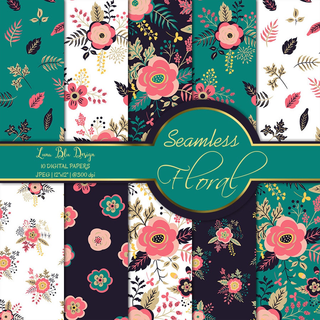 Digital Paper Floral, Seamless Floral Digital Paper Spring, Floral ...