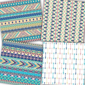 Tribal Digital Paper: Tribal Patterns in Pantone Spring Colors, With ...