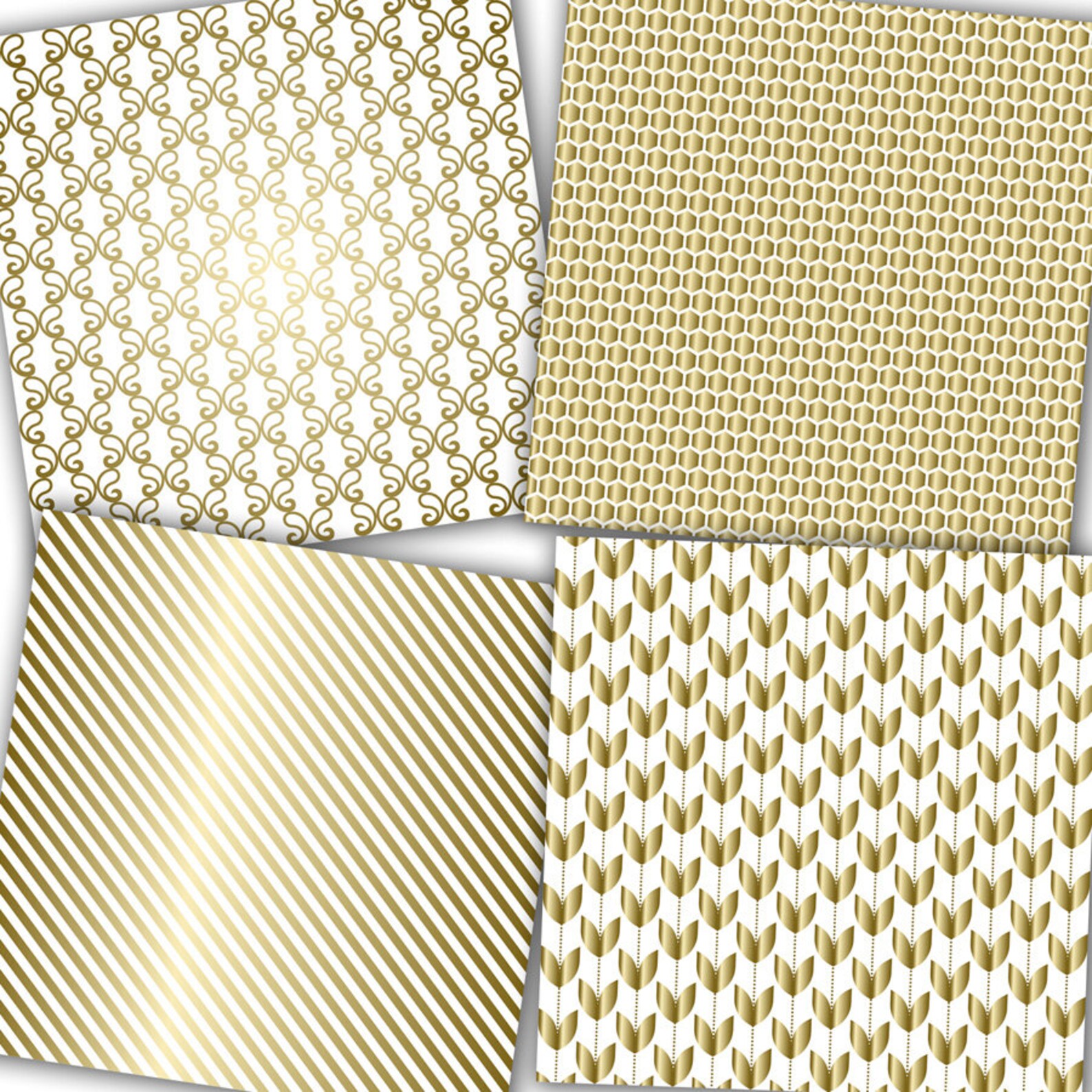 White and Gold Wedding Digital Paper: white and Gold | Etsy