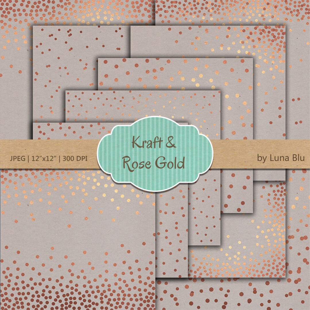 Confetti Digital Paper: "kraft and Rose Gold Confetti" Rose Gold Foil ...