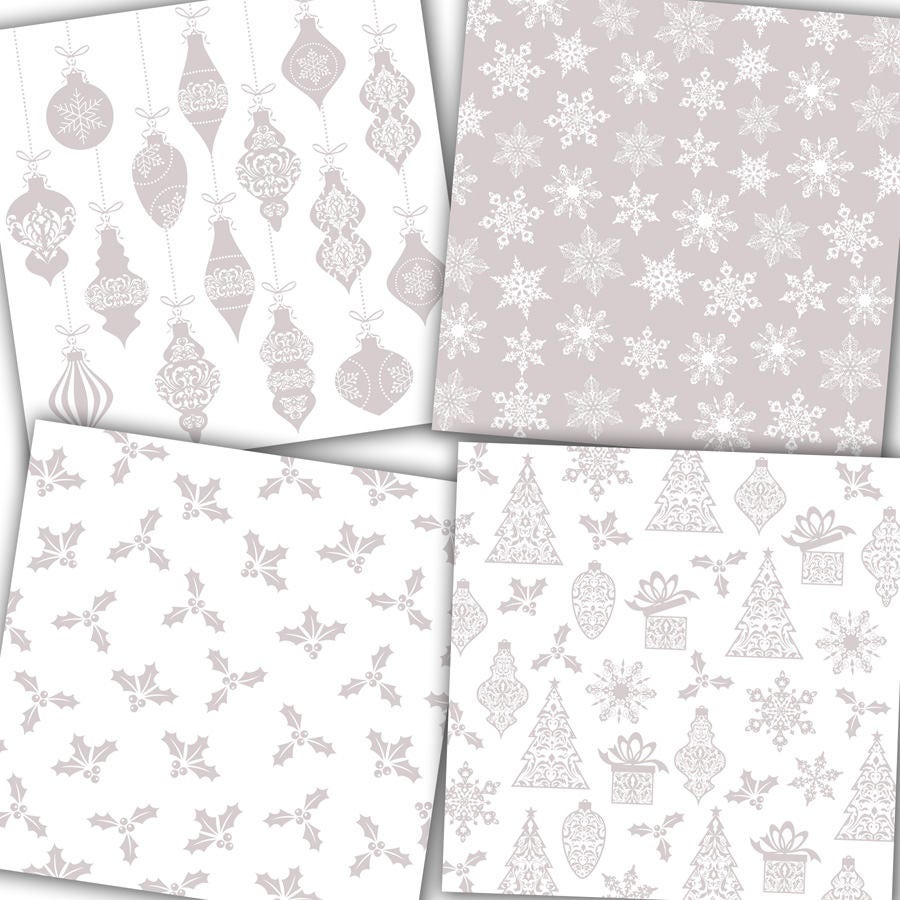 White Christmas Digital Paper White Christmas Backgrounds - Etsy
