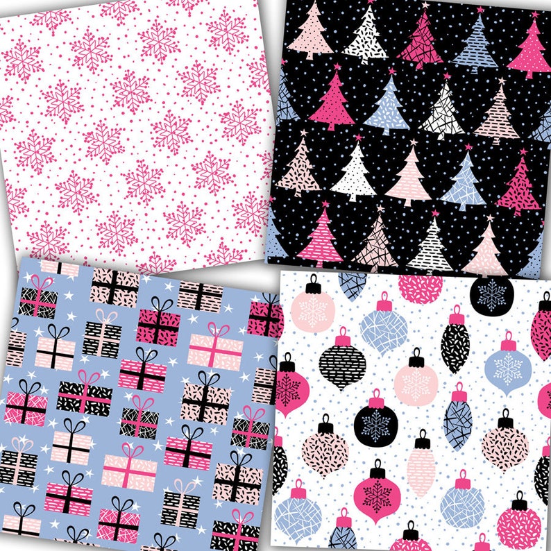 Christmas digital paper pack modern xmas backgrounds digital | Etsy