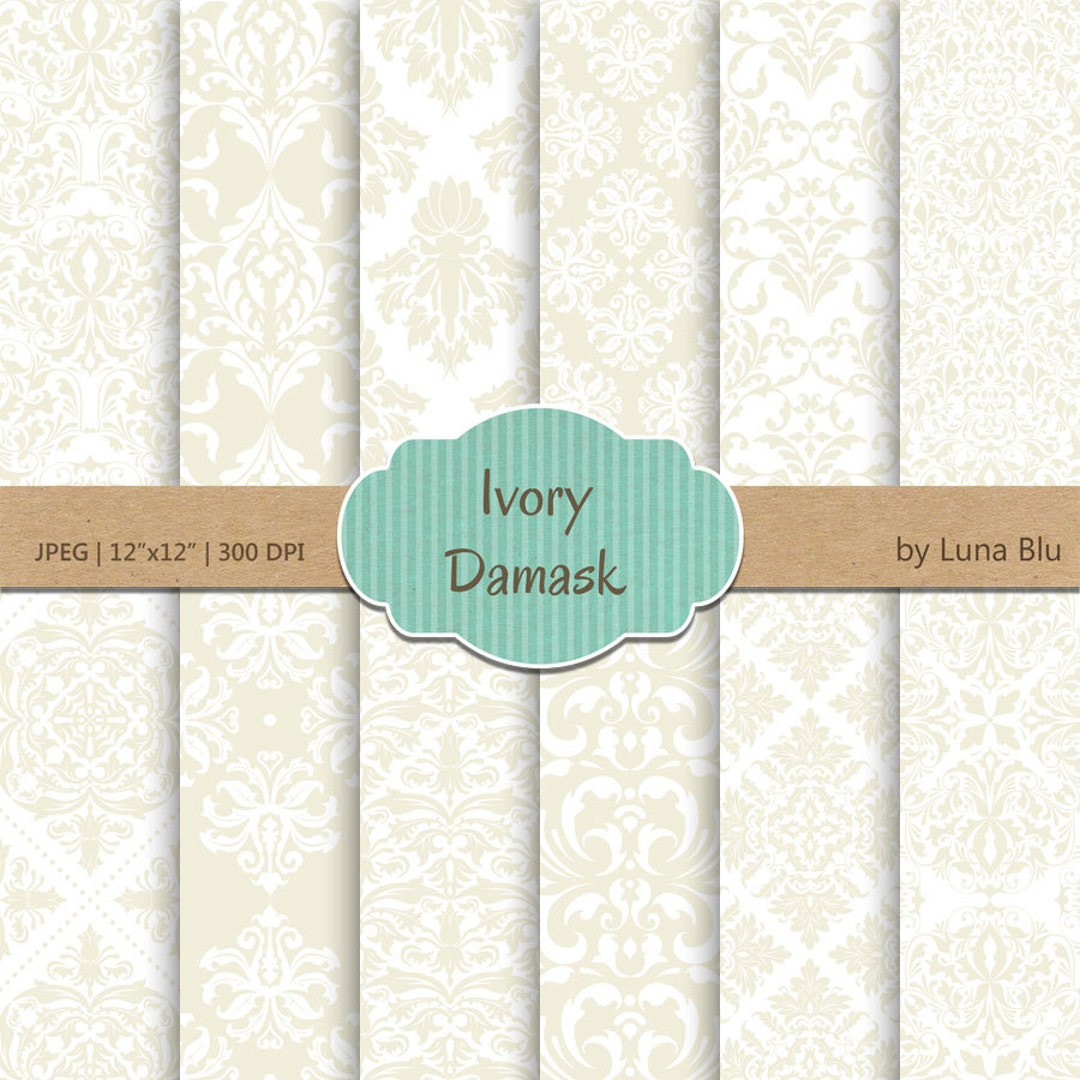 Ivory Digital Paper: "ivory Damask Patterns" Subtle Patterns, Champagne ...