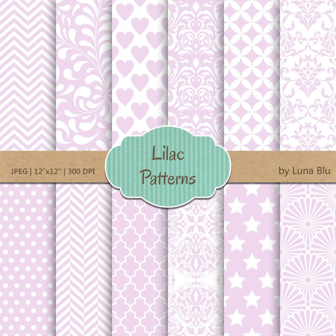 Lilac Digital Paper: "baby Lilac Patterns" Soft Purple, Lavender, Mauve ...