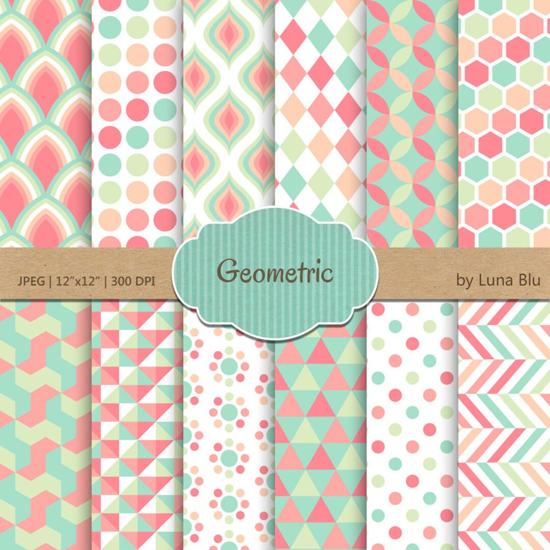 Geometric Digital Paper: "pastel Geometric" Pastel Scrapbook Paper ...