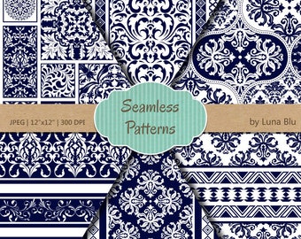 Navy Digital Paper Blue Digital Paper Navy Digital Pattern - Etsy