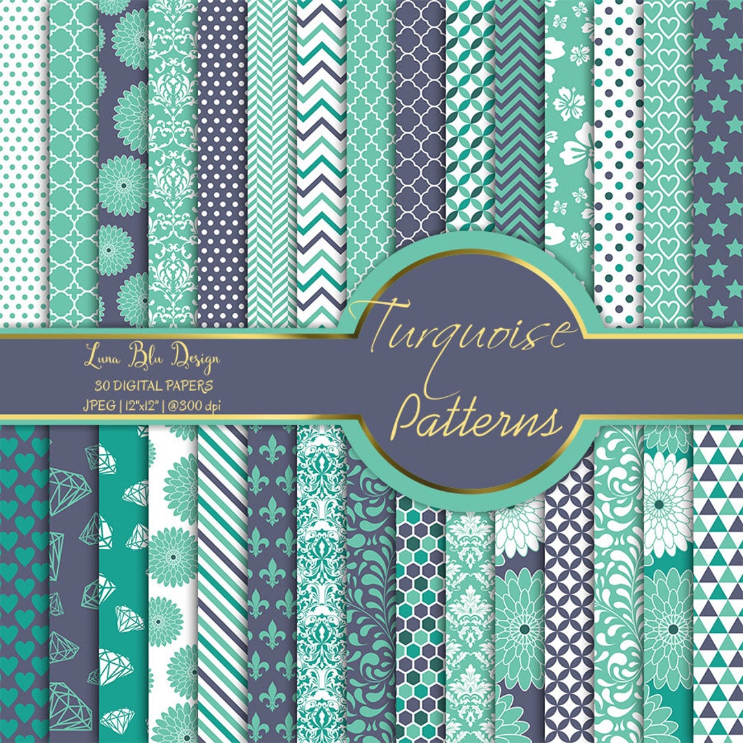 Turquoise Backgrounds, Turquoise Digital Paper Pack, Turquoise ...
