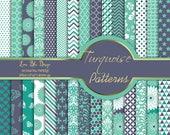 Turquoise Backgrounds Turquoise Digital Paper Pack Turquoise - Etsy