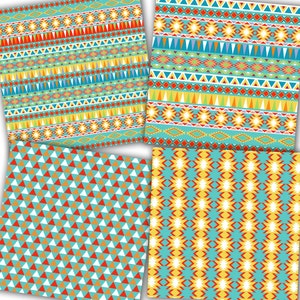 Tribal Digital Paper: " Tribal Patterns" With Triangles, Chevron ...