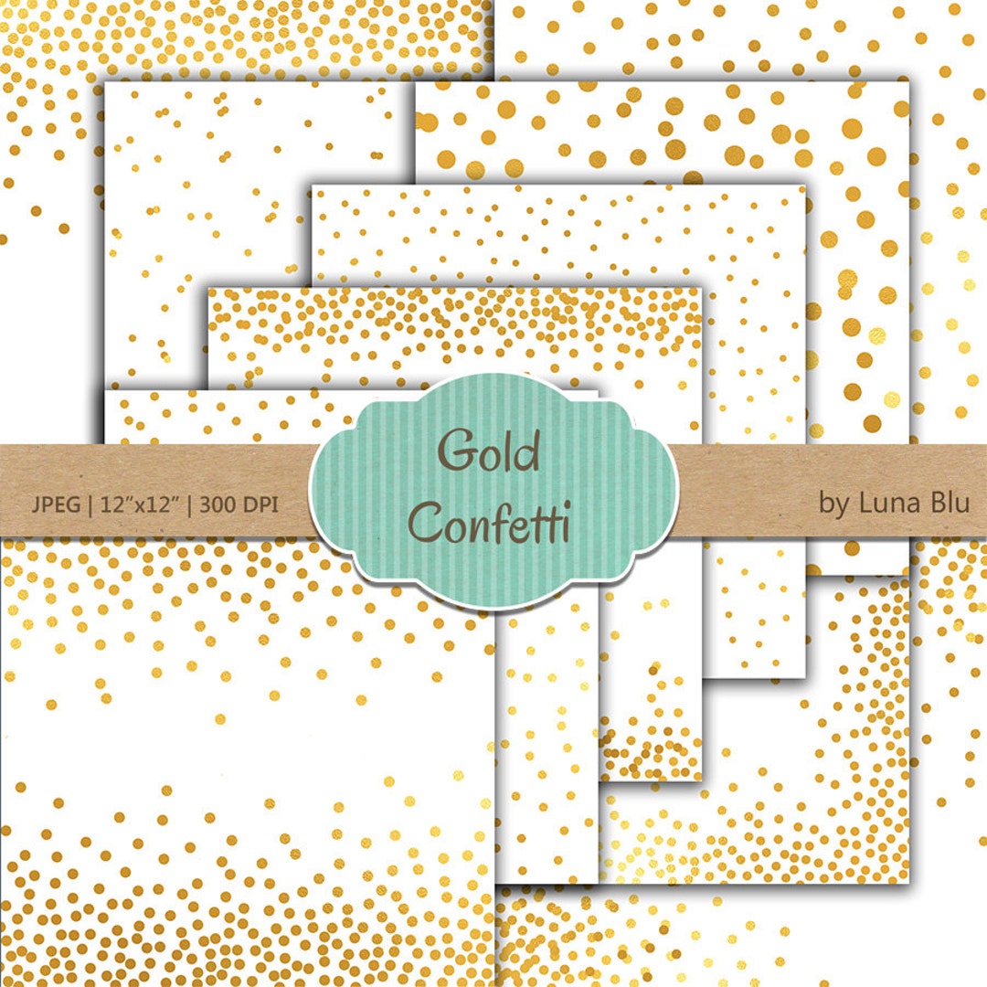 Gold Confetti Digital Paper: Foil Polka Dot Scrapbook (JPG Download) - Etsy