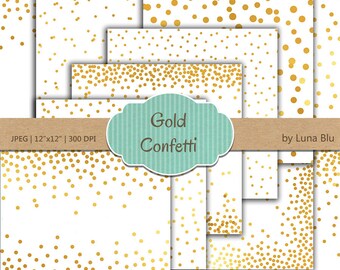 Gold Confetti Digital Paper: blush White and Gold | Etsy