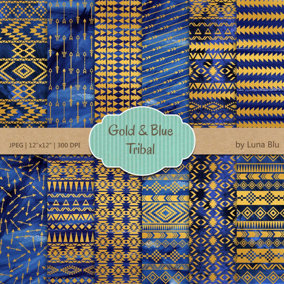 Tribal Digital Paper "watercolor Tribal" Gold Tribal Digital Paper ...