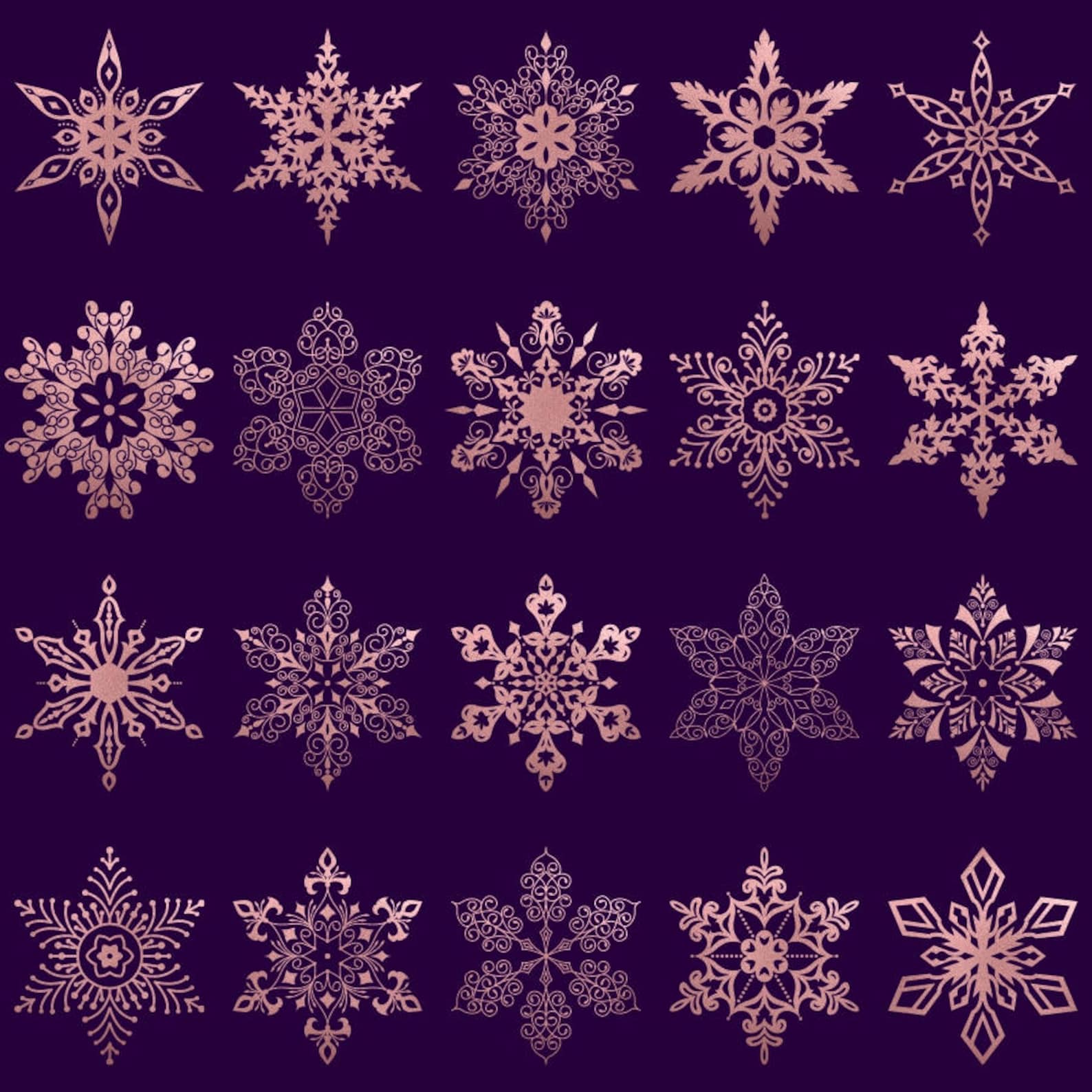 Snowflake Clipart Rose Gold Snowflake Christmas Snowflake - Etsy