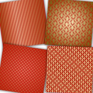 Red and Gold Digital Paper: "red and Gold Christmas " Metallic Gold ...