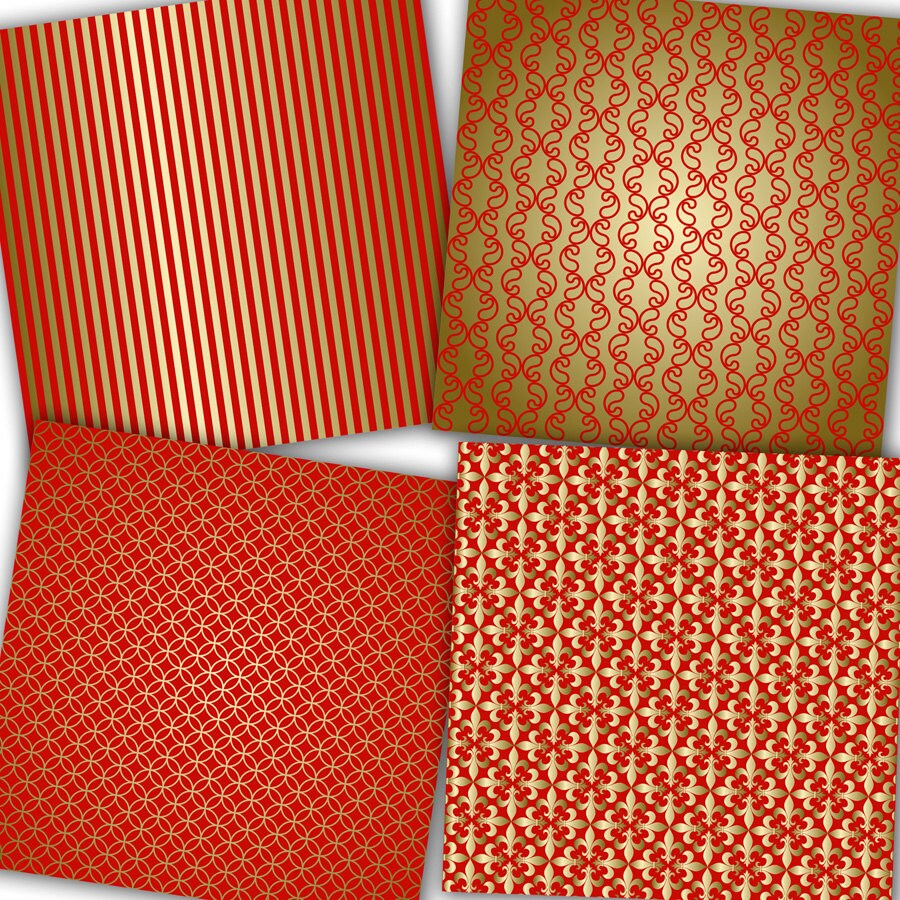 Red and Gold Digital Paper: red and Gold Christmas - Etsy