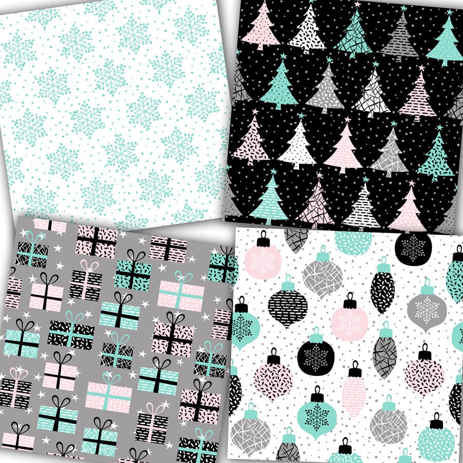 Christmas Backgrounds Modern Christmas digital paper holiday | Etsy