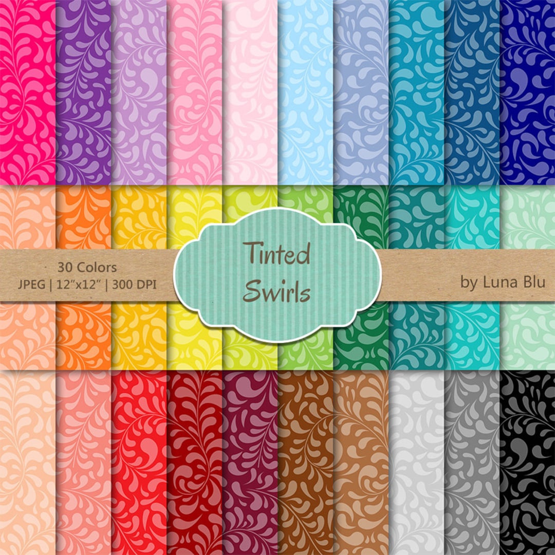 Floral Swirl Digital Paper Pack: 30 Scrapbook Papers (digital Download ...