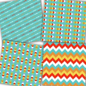 Tribal Digital Paper: " Tribal Patterns" With Triangles, Chevron ...