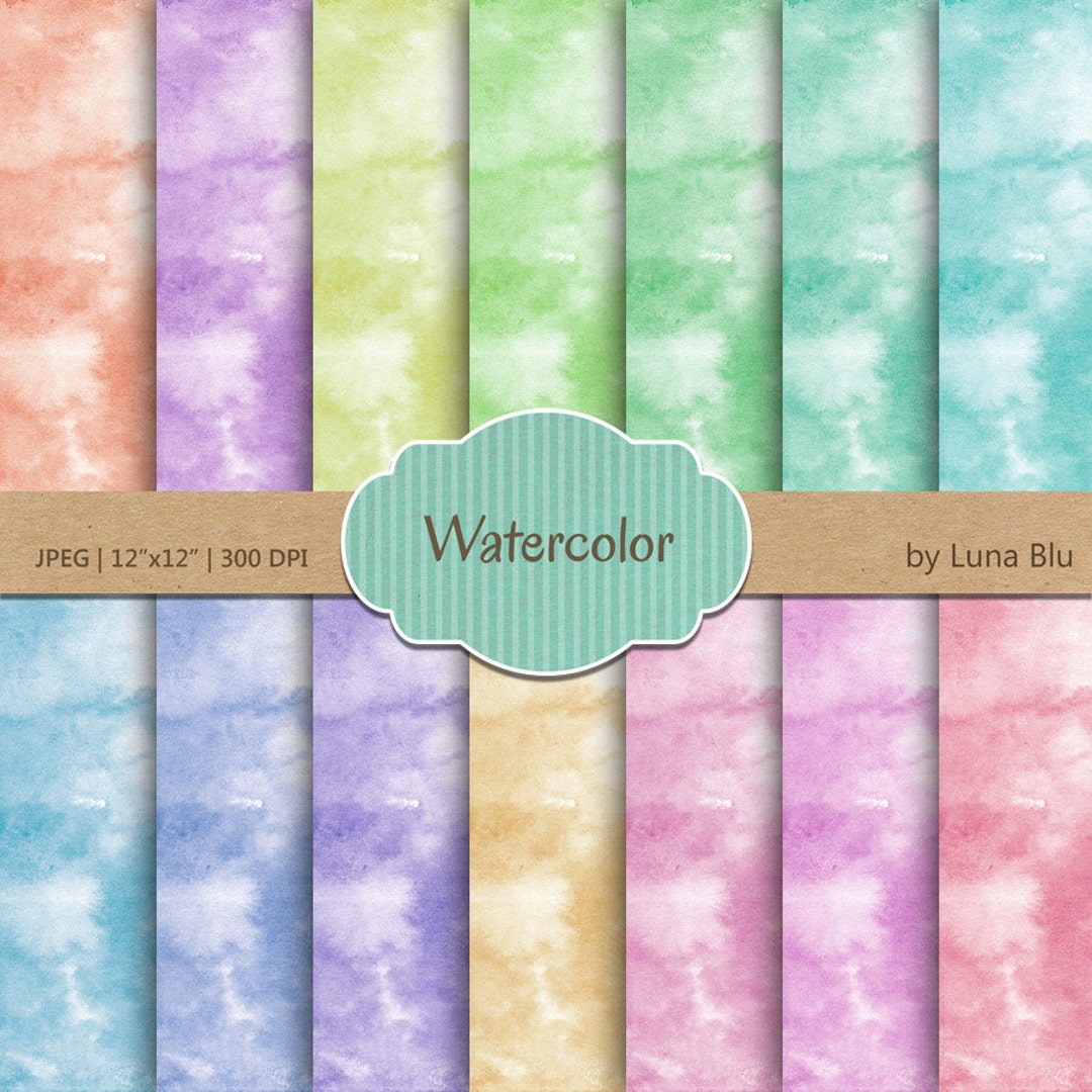 Watercolor Digital Paper: "watercolor Papers" in Rainbow and Pastel ...