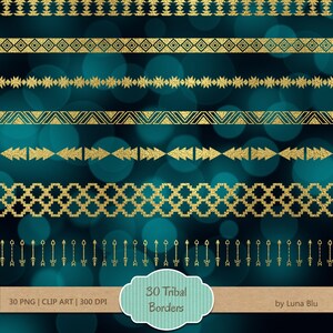 Tribal Clipart: "gold Tribal Borders" 30 Gold Foil Clipart, Gold ...