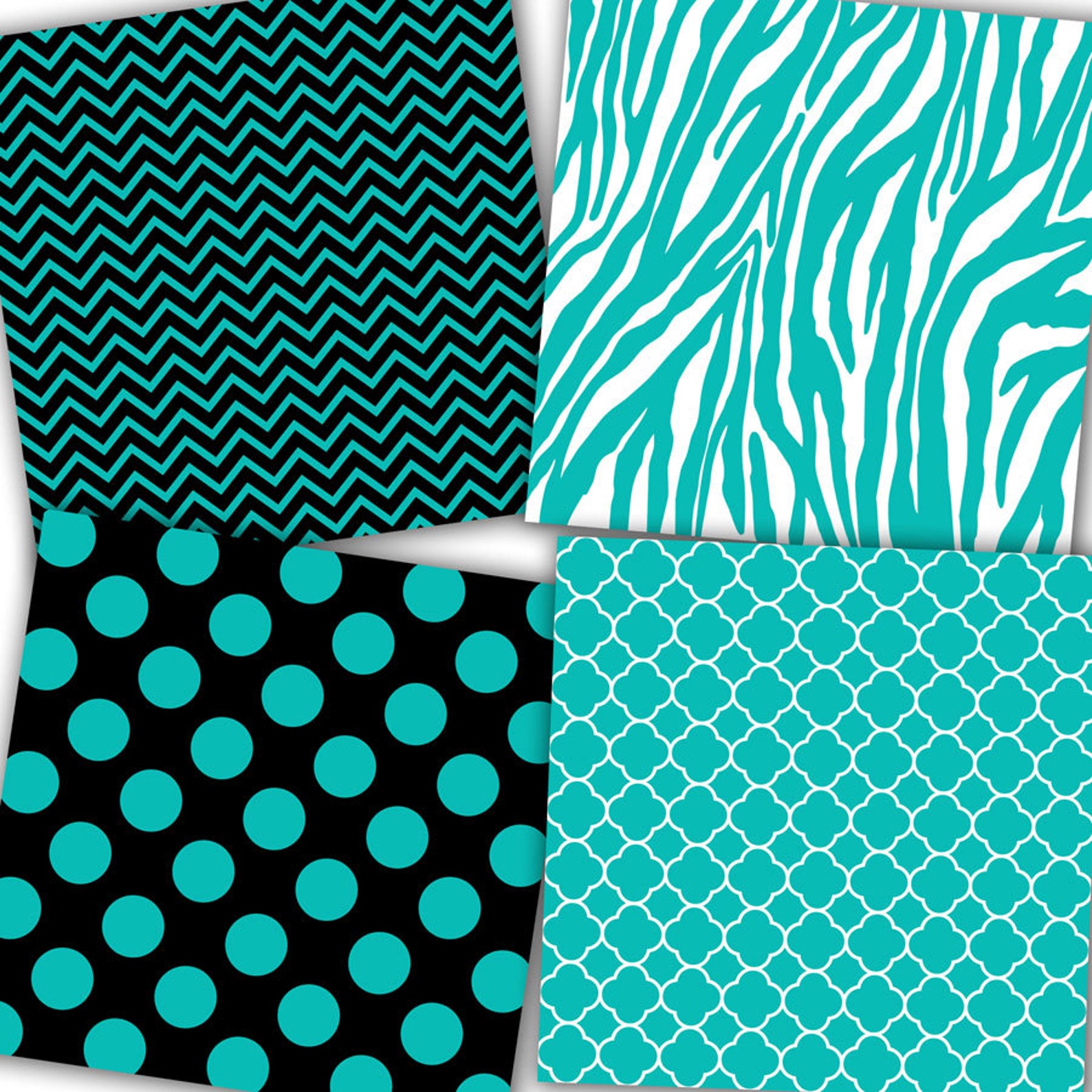 Turquoise Digital Paper: Turquoise Scrapbook Paper Pack | Etsy