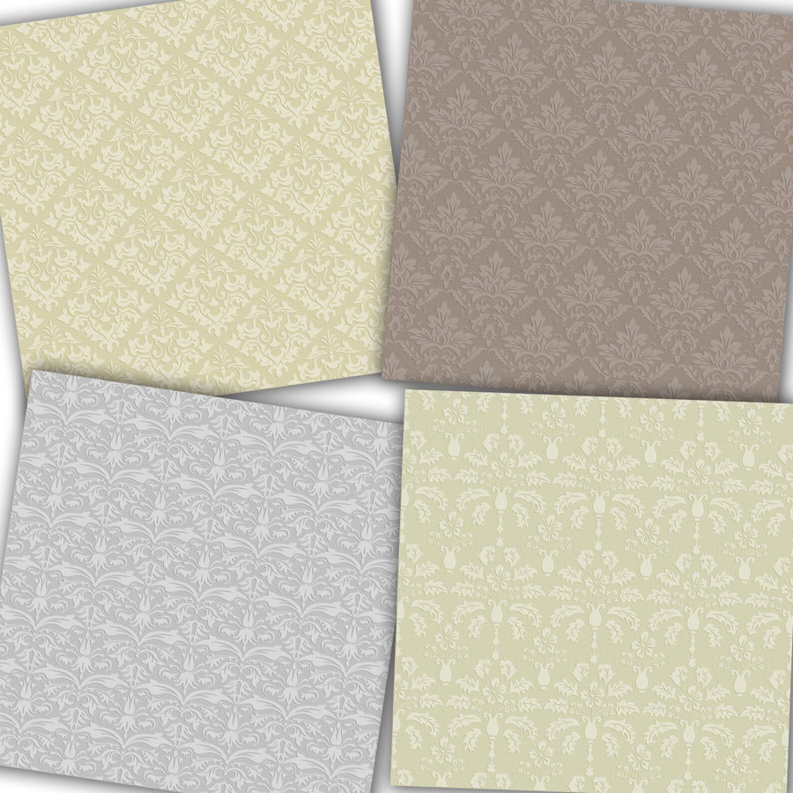 Neutral Digital Paper: embossed Damasks Scrapbook - Etsy