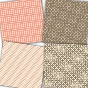 Coral and Brown Digital Paper: "coral and Brown Patterns " Coral ...