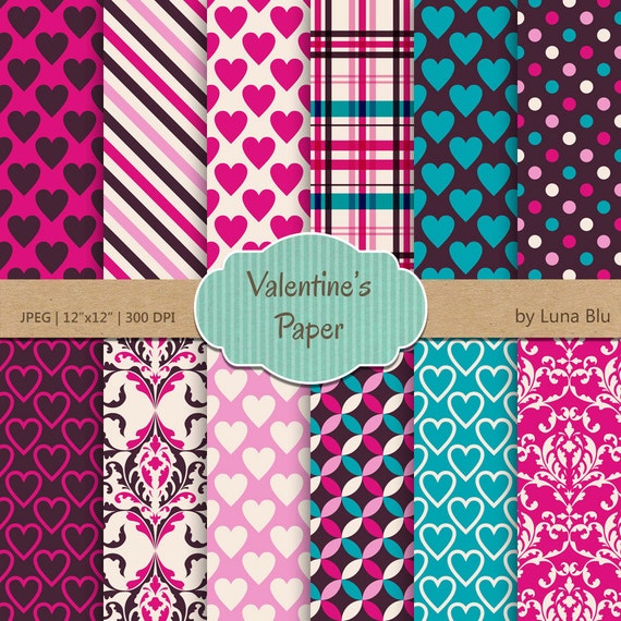 Valentine Digital Paper: Valentine Paper love | Etsy