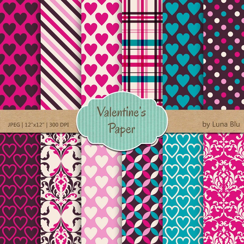 Valentine Digital Paper: Valentine Paper love | Etsy