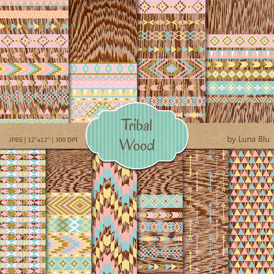 Tribal Wood Digital Paper: Tribal Wood - Etsy