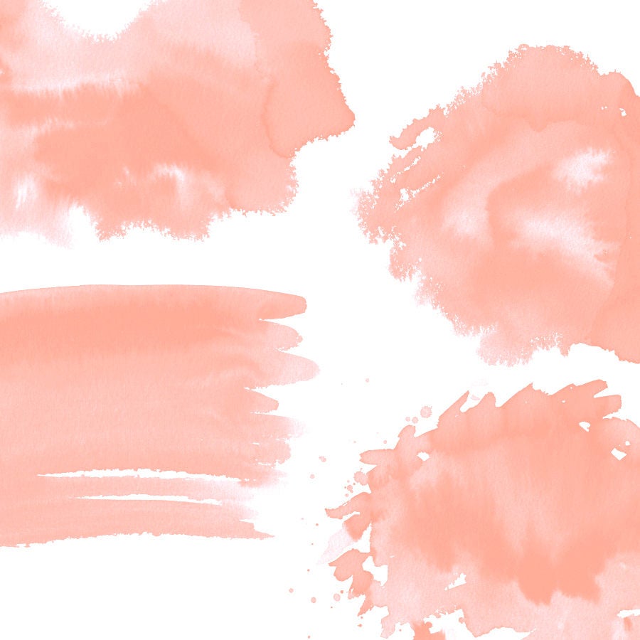 Watercolor Splash Clipart Coral Watercolor Brush Strokes | Etsy