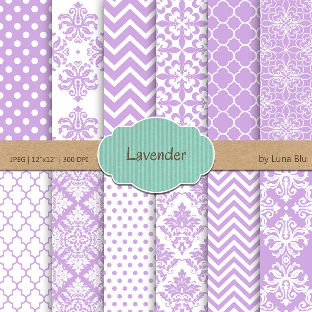 Lavender Digital Paper: "lavender Patterns " Pastel Purple Scrapbook ...