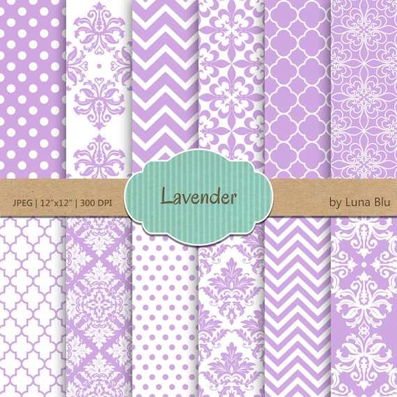 Lavender Digital Paper: lavender Patterns Pastel | Etsy