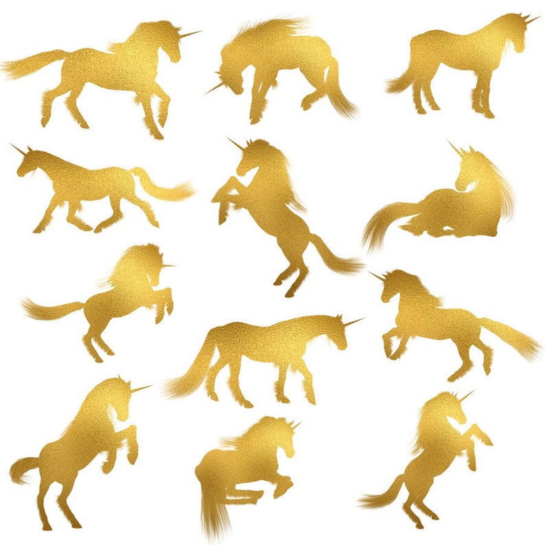 Unicorn Clipart: gold Unicorns Gold Unicorn - Etsy