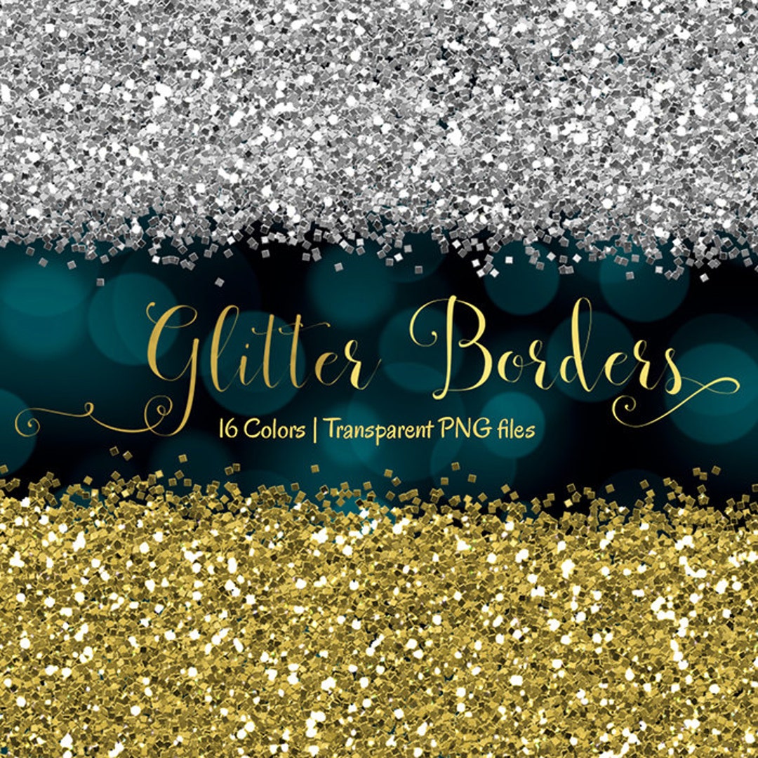 Glitter Borders Clipart: 16 Colors, Digital Overlays (PNG) - Etsy