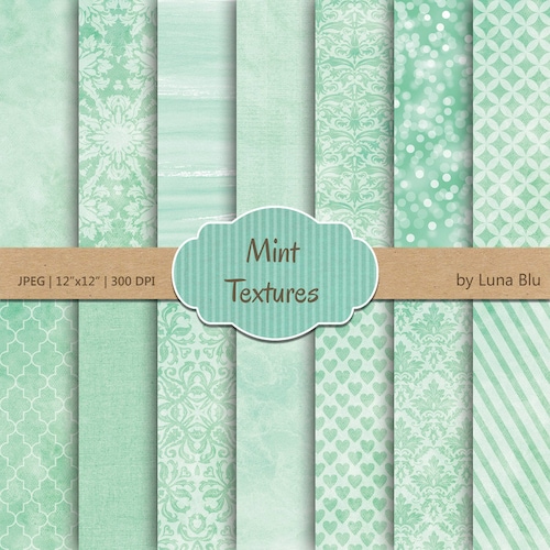 Mint Digital Paper: mint Textures Mint Green - Etsy