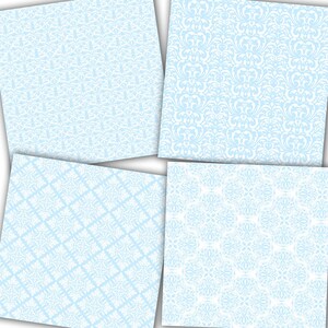 Baby Blue Digital Paper: "baby Blue Damask " Soft Blue, Pale Blue ...