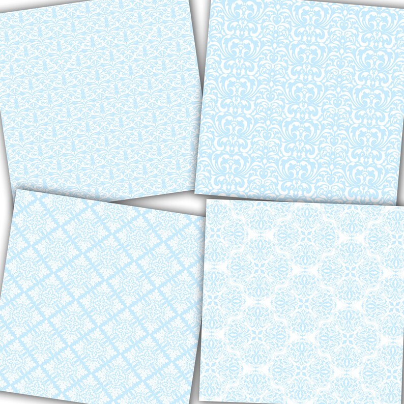 Baby Blue Digital Paper: baby Blue Damask Soft - Etsy