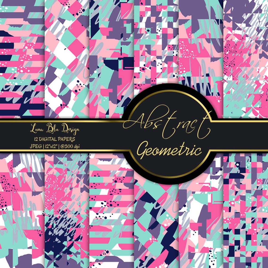 Modern Digital Paper Bold Modern Abstract Designs Seamless | Etsy