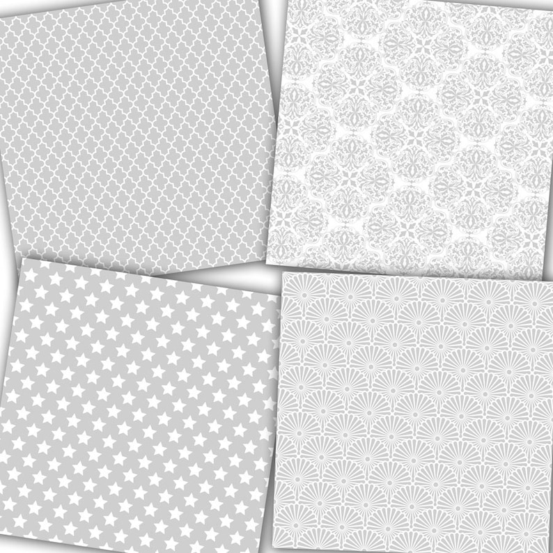 Gray Digital Paper: gray Patterns Gray Scrapbook - Etsy