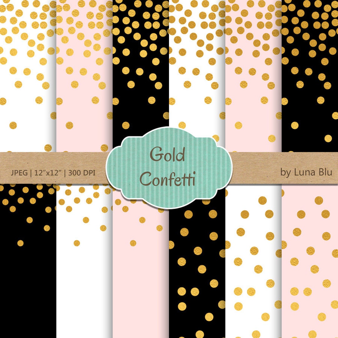 Gold Confetti Digital Paper: Blush, Black & White (digital Download) - Etsy