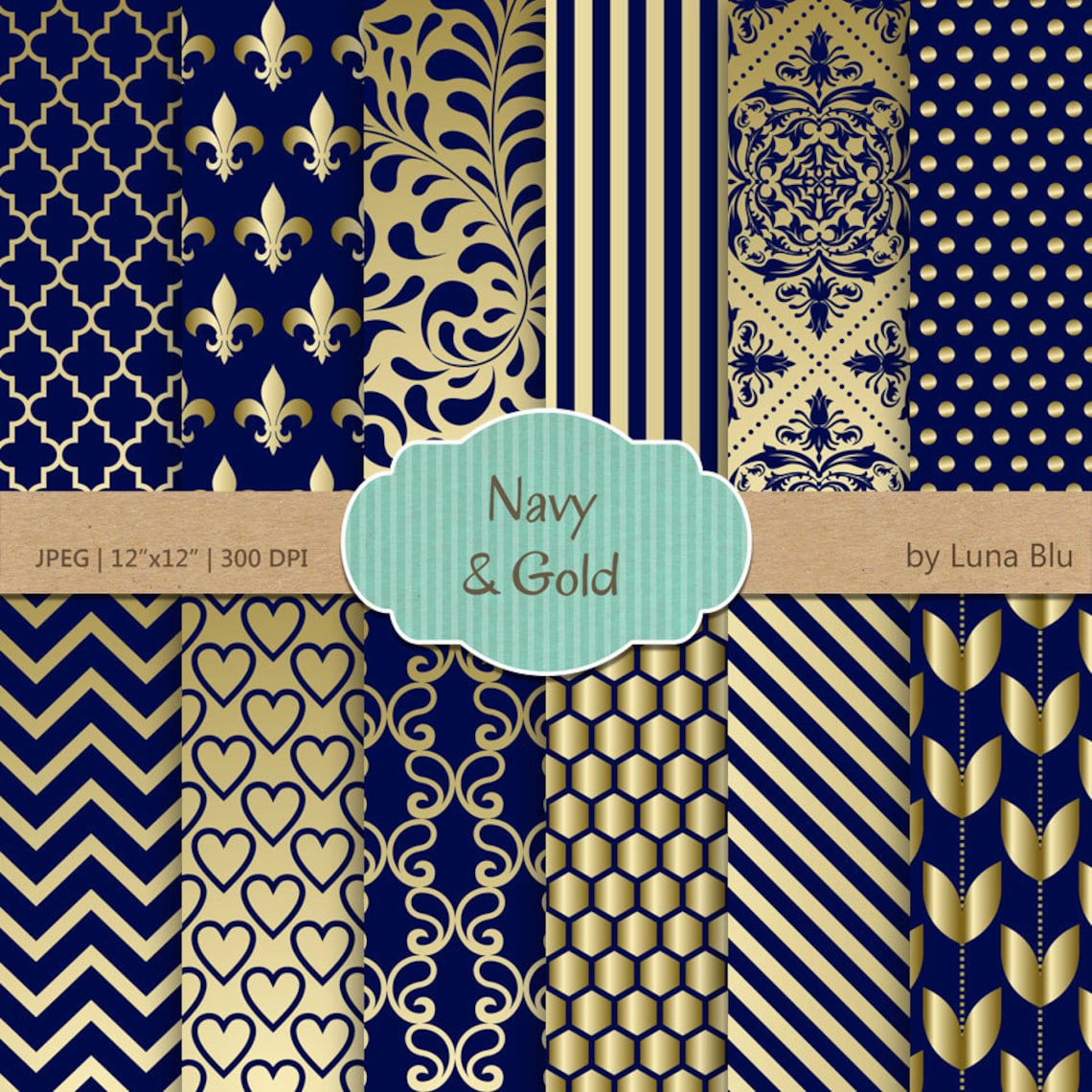 Navy and Gold Digital Paper: navy and Gold - Etsy