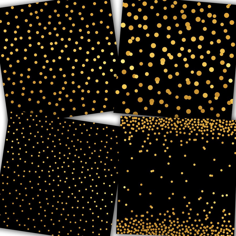 Gold Confetti Digital Paper: black and Gold - Etsy