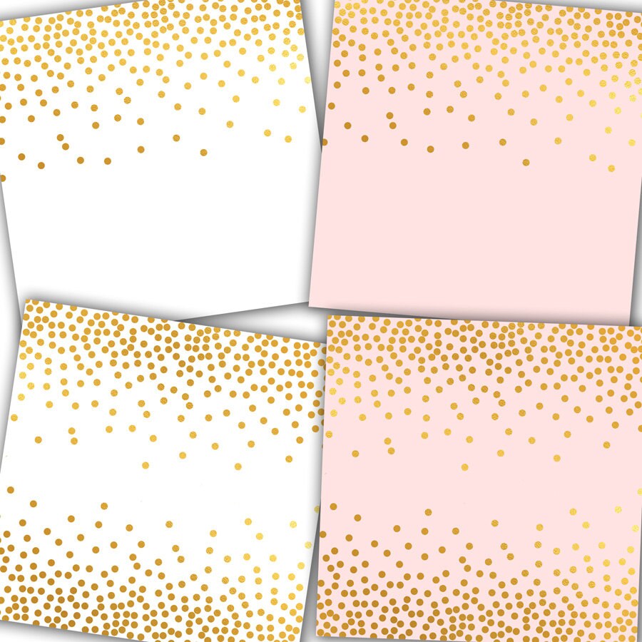 Gold Confetti Digital Paper: blush White and Gold - Etsy